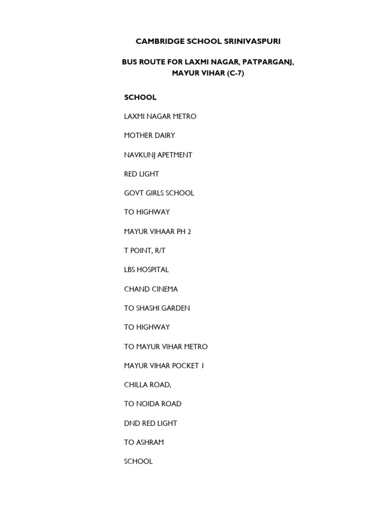 New Bus Route C7 | PDF