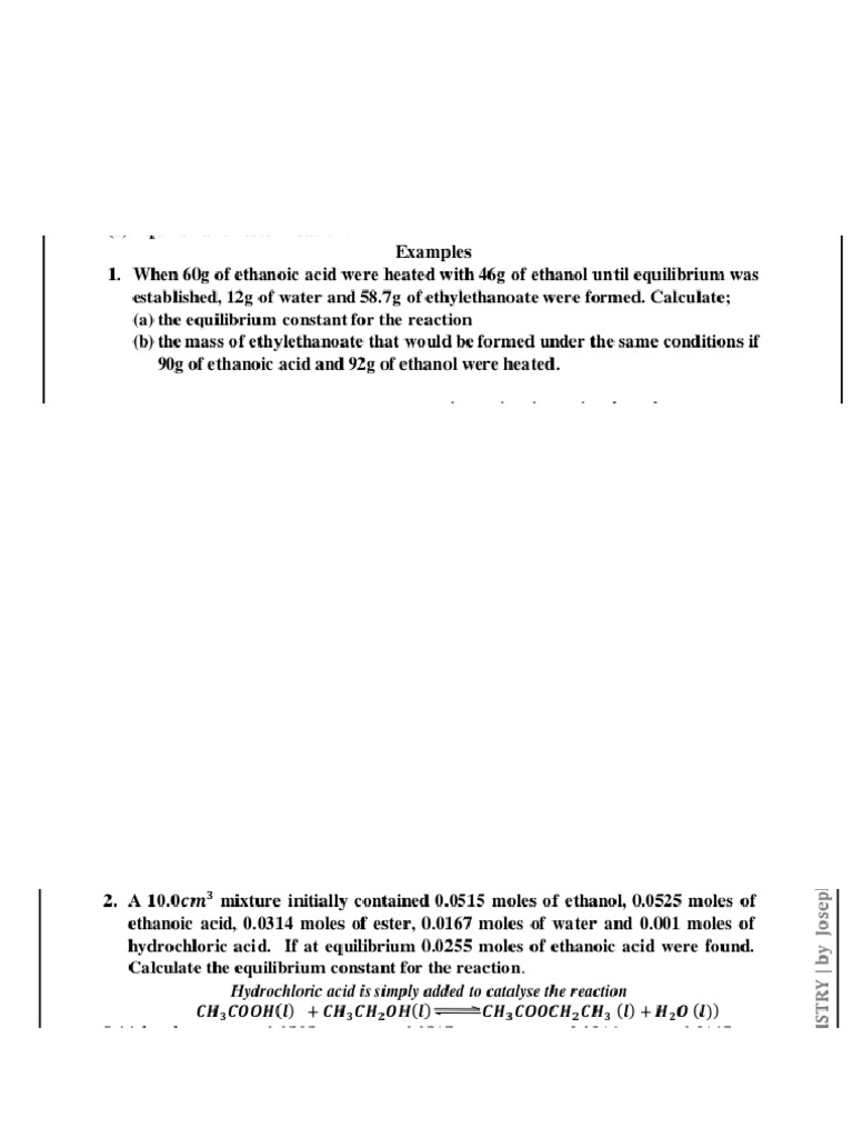 Chemical Equilibrium Questions | PDF