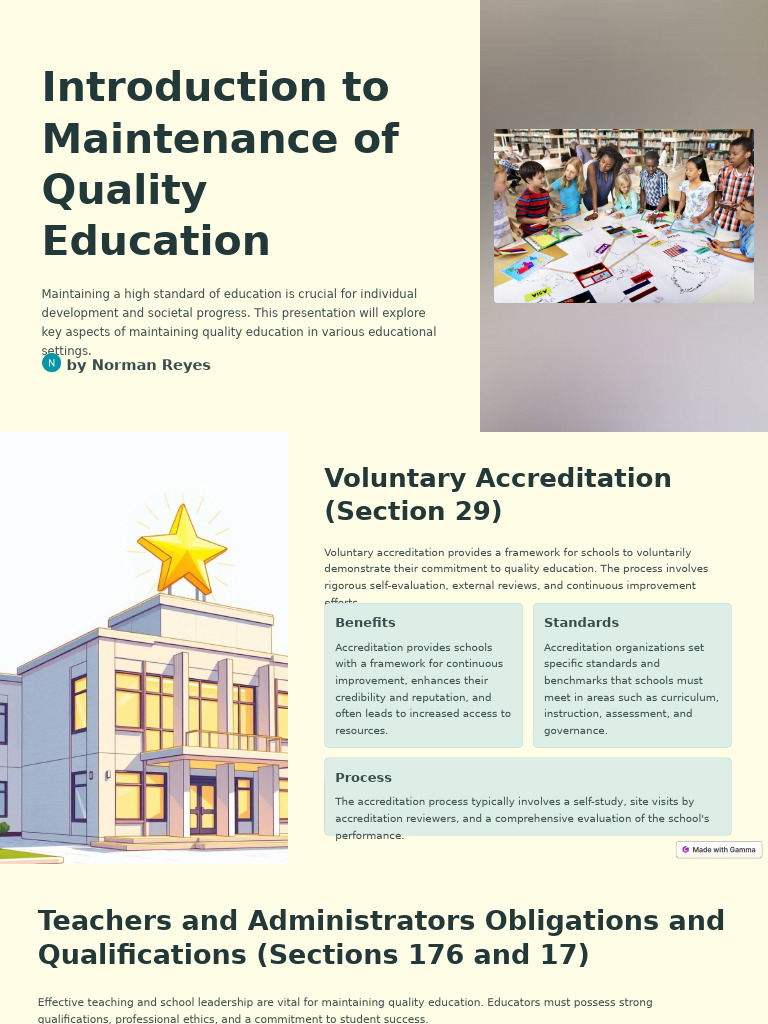 Introduction To Maintenance of Quality Education | PDF