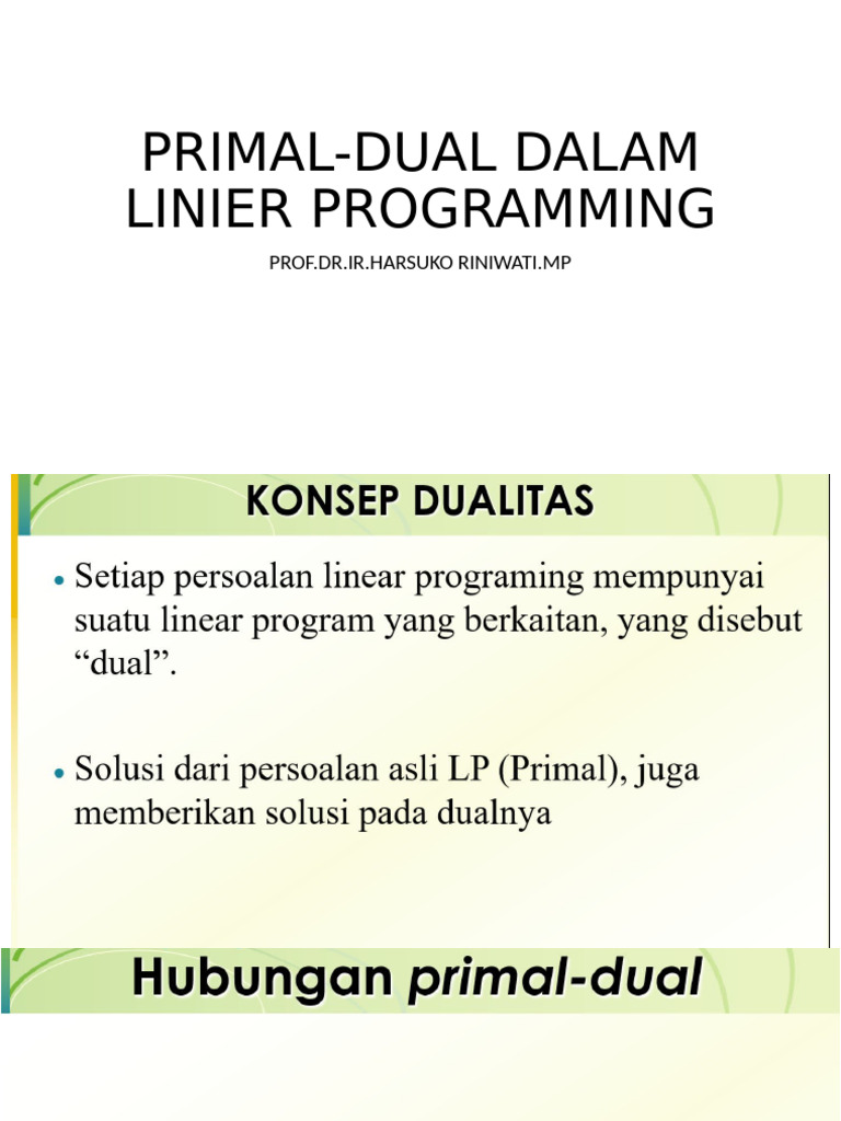 Primal-Dual Dalam Linier Programming | PDF