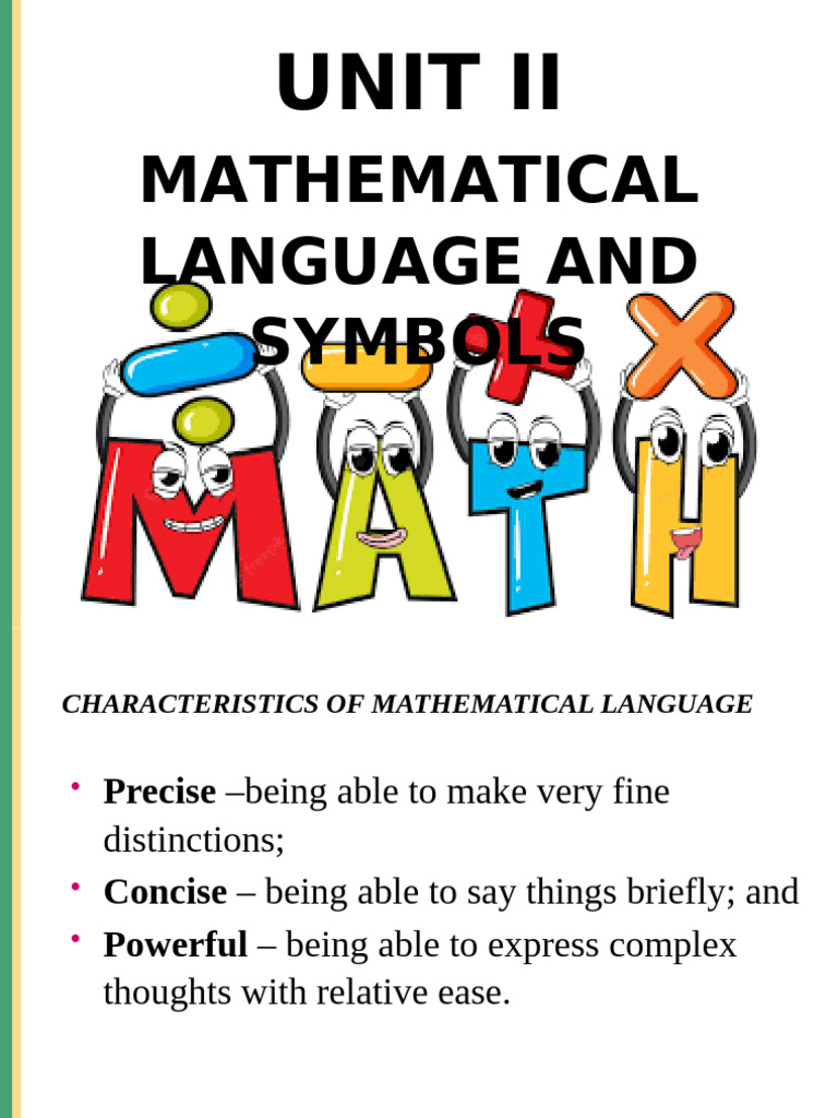 Unit 2. Mathematical Language and Symbols | PDF