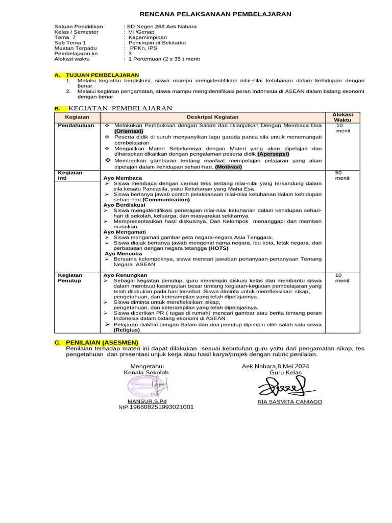 RPP Tugas 5 PKM Ria | PDF