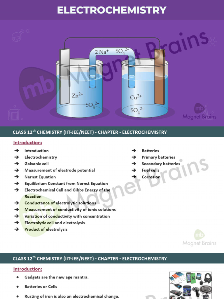 Class 12th - Chapter - Electrochemistry - Chemistry (Concept 1) | PDF