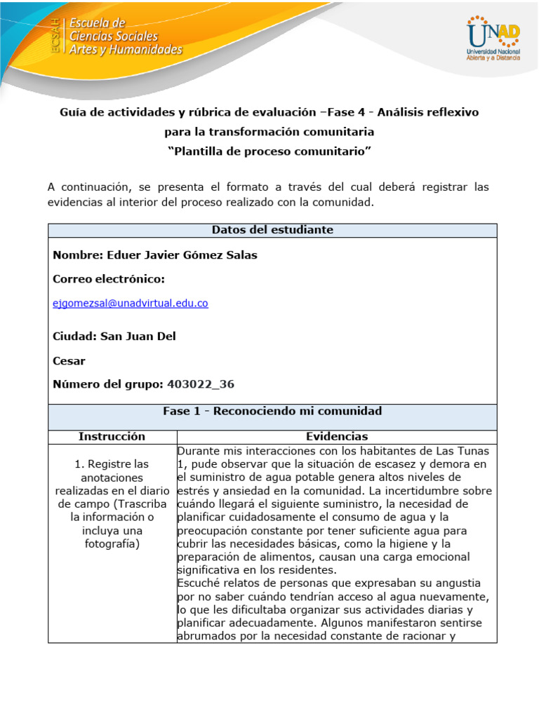 Análisis Reflexivo de Transformación Comunitaria | PDF | Agua | Las ...