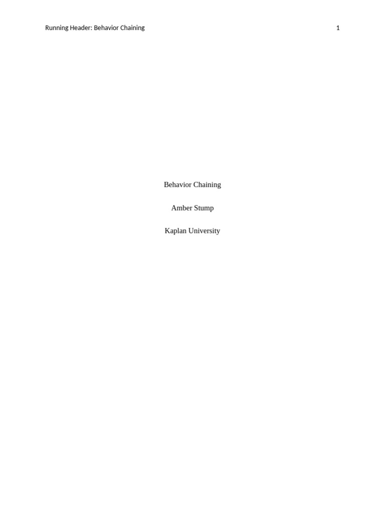 Behavior Chaining | PDF