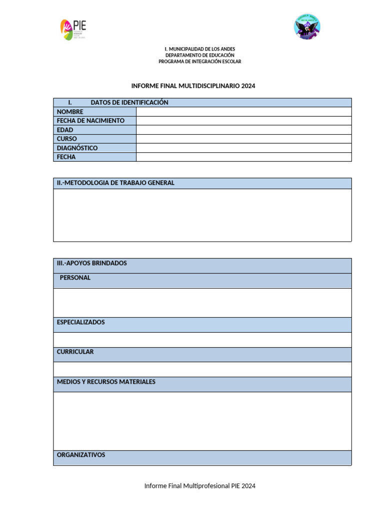 Informe Final Multidiscip Pie Regular Dic 2024 | PDF