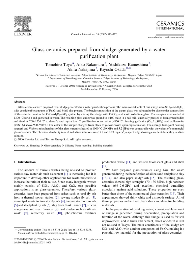 Glass-Ceramics Prepared From Sludge Generated by A Water | PDF
