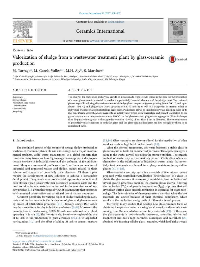 Já Lido. Valorization of Sludge From A Wastewater Treatment Plant by ...