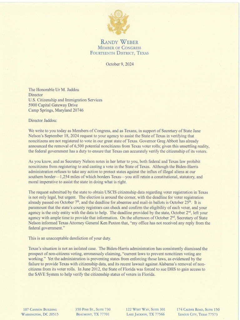 Weber, Roy exclusive letter | PDF