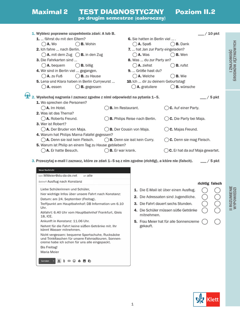 Maximal 2 Test Diagnostyczny Po II Semestrze | PDF