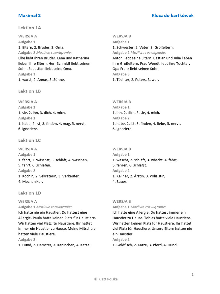 Maximal 2 Klucz Do Kartkówek | PDF