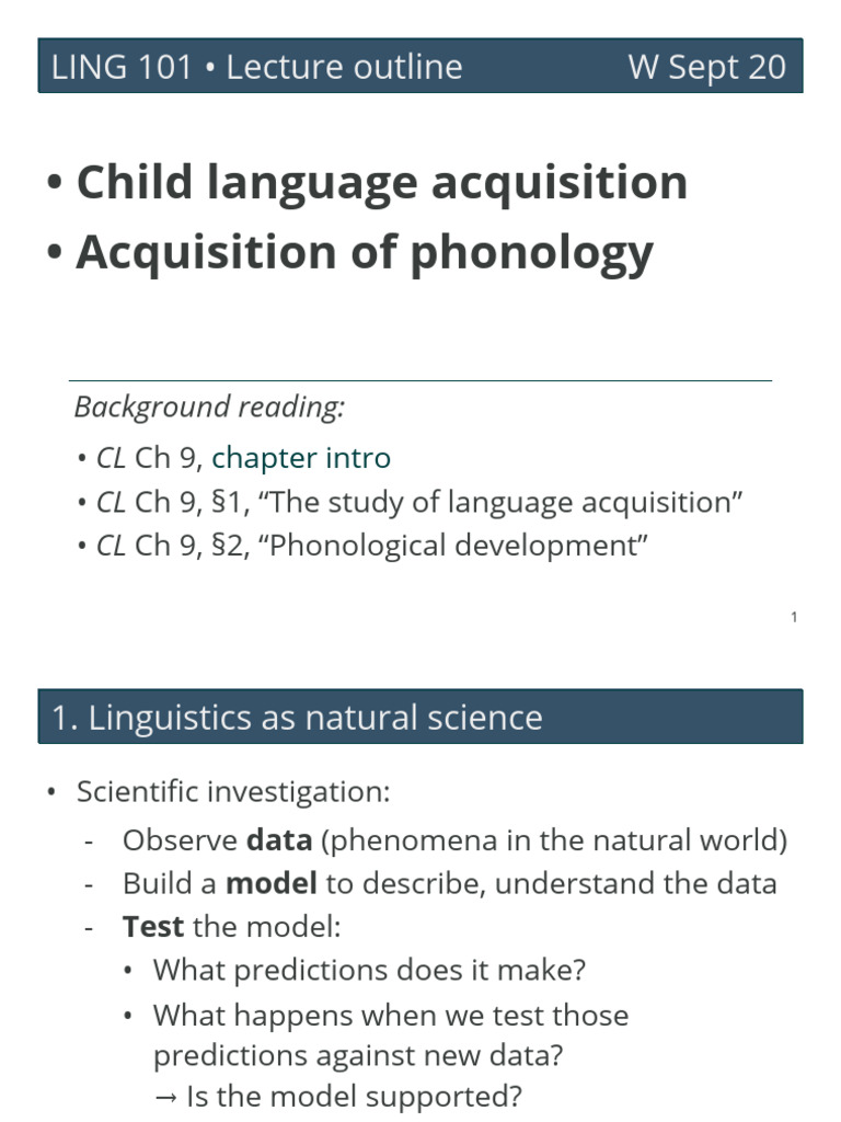 Child Language Acquisition & Phonology | PDF | Language Acquisition ...