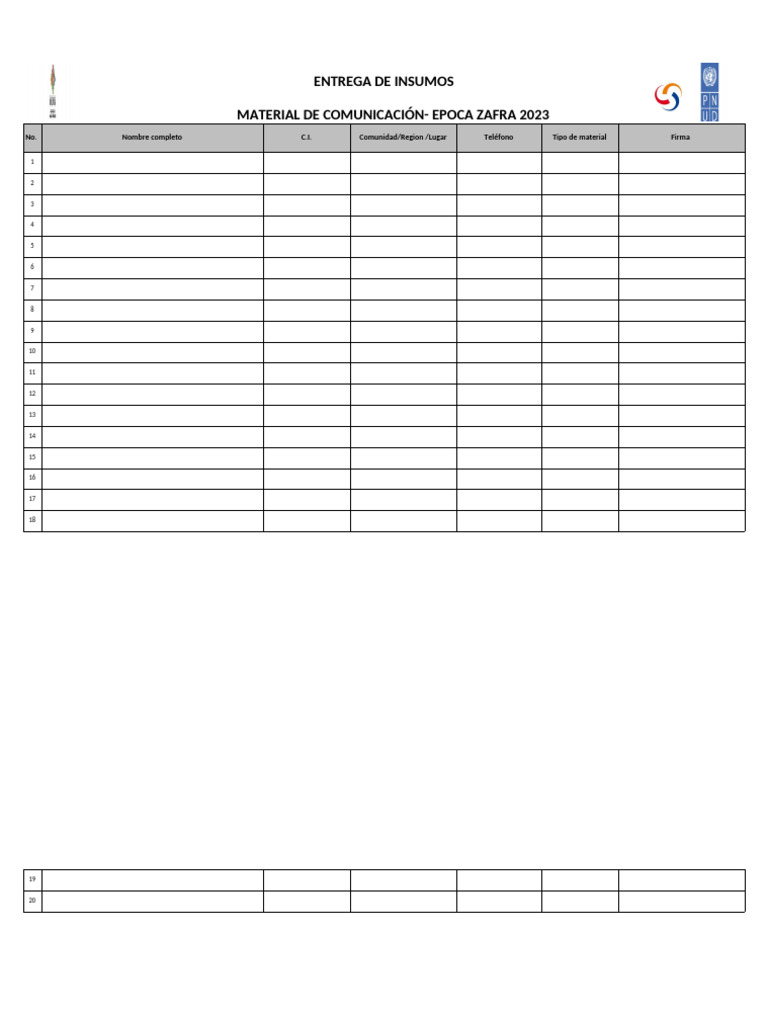 Planilla de Entrega de Material | PDF