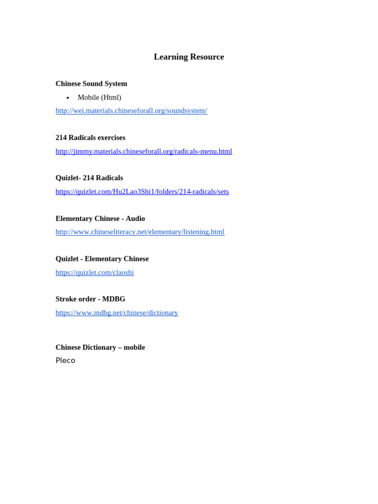 CHIN102 Learning Resource | PDF