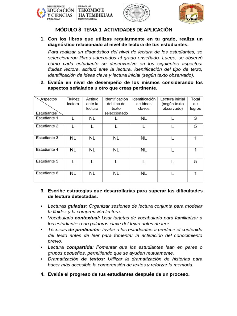 Módulo 8 Tema 1 - Actividades de Aplicación | PDF