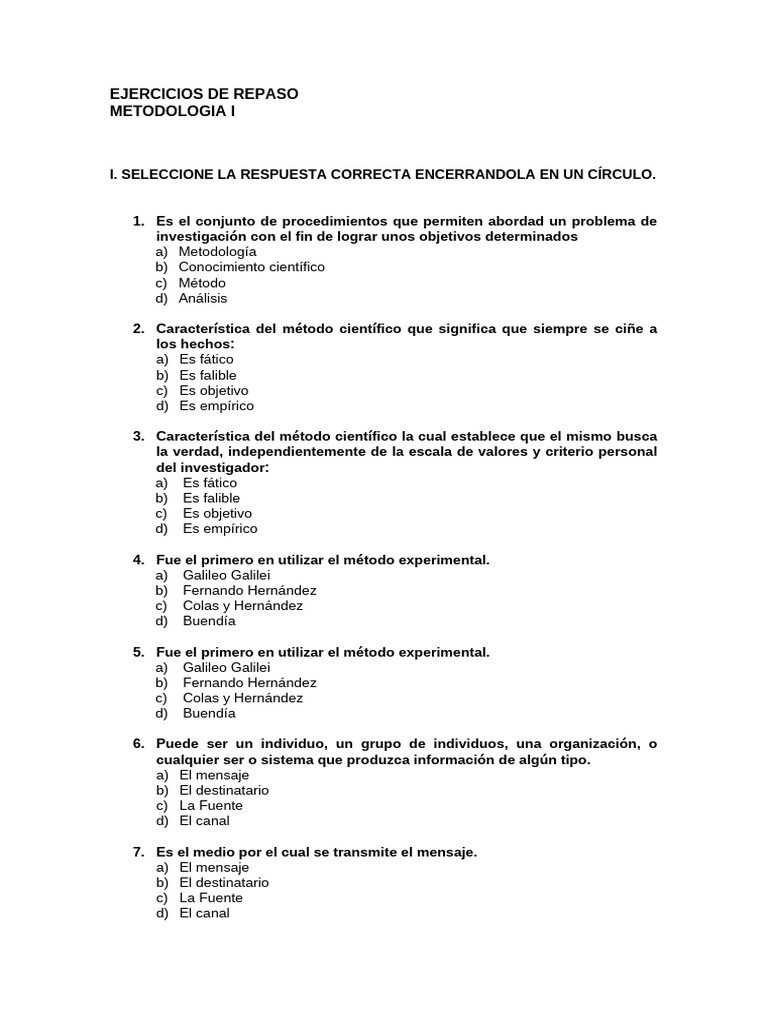 Repaso General Metodologia I | PDF