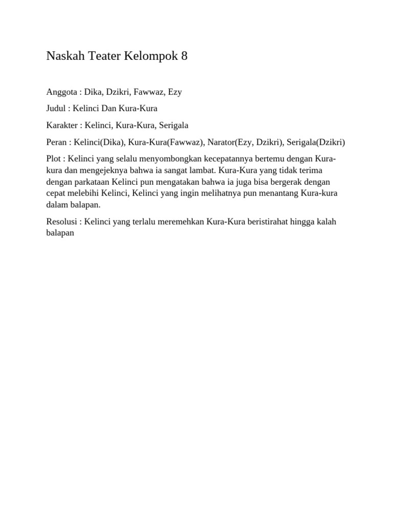 Naskah Teater Kelompok 6 | PDF