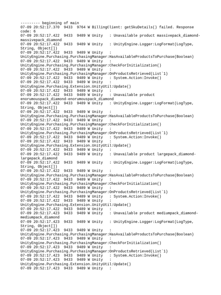 Unity In-App Purchase Errors | PDF | Computing | Computer Programming