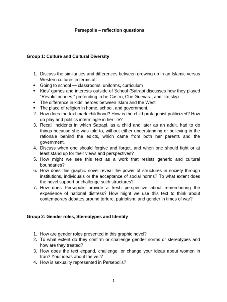 Persepolis Q For Students | PDF