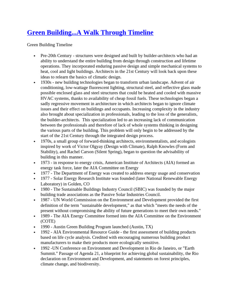 Green Building... A Walk Through Timeline | PDF