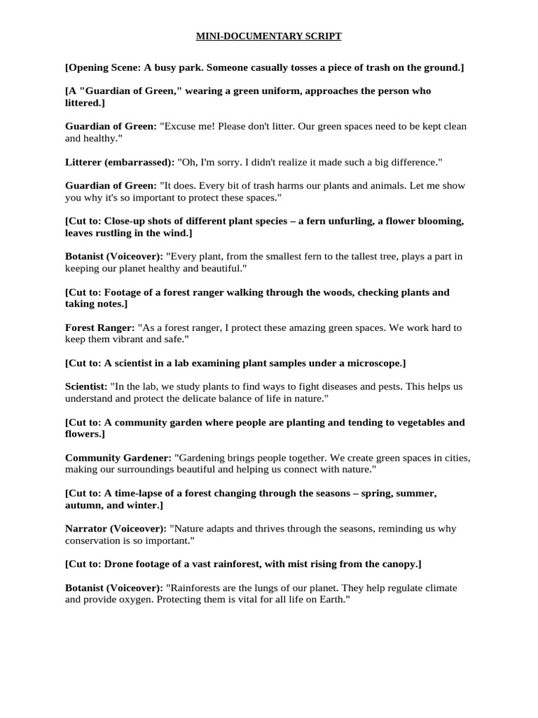 Mini-Documentary Script 2024 | PDF
