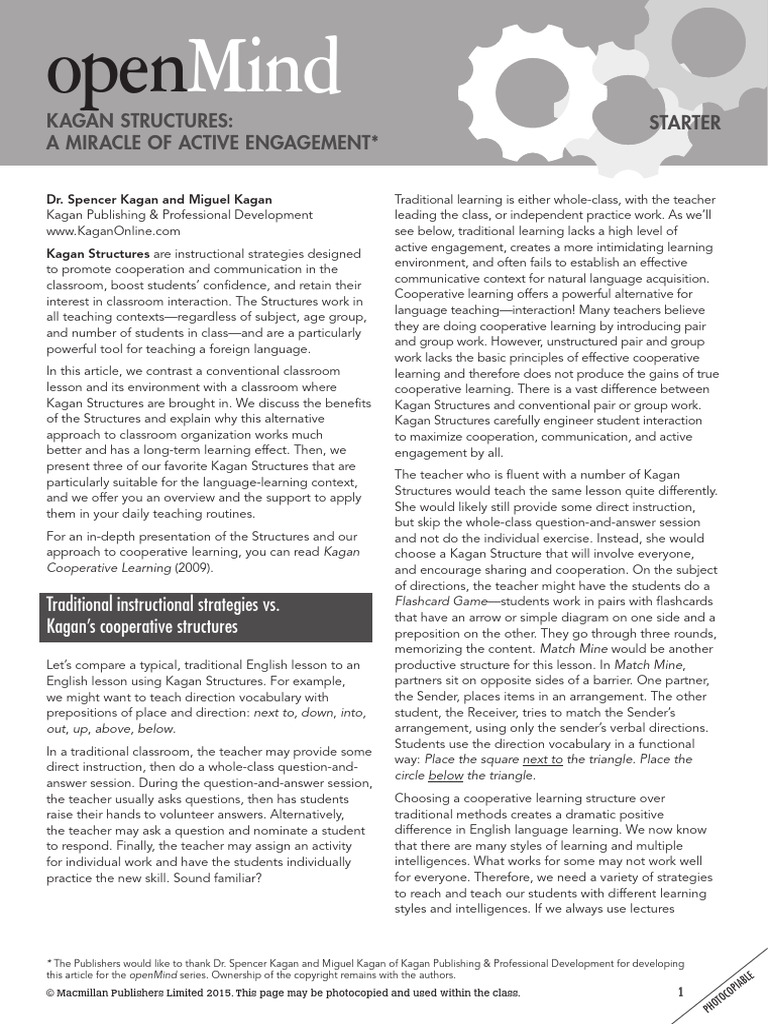 Kagan Structures A Miracle of Active Engagement | PDF