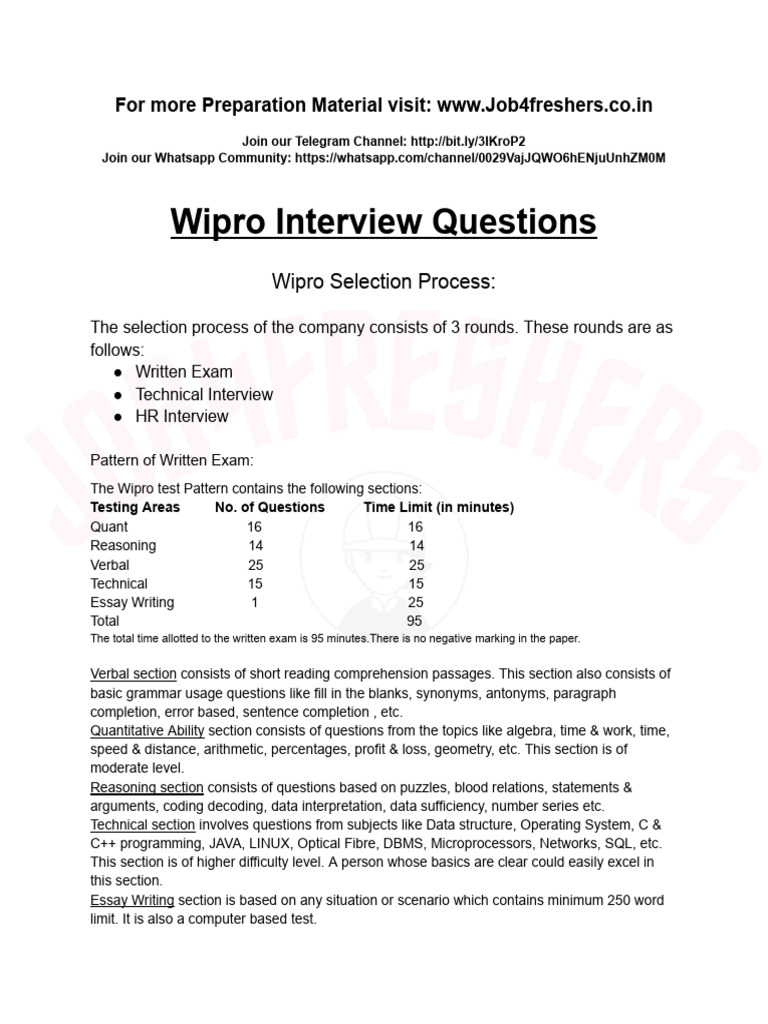 31 July Wipro Interview Question | PDF | Database Index | Teaching ...