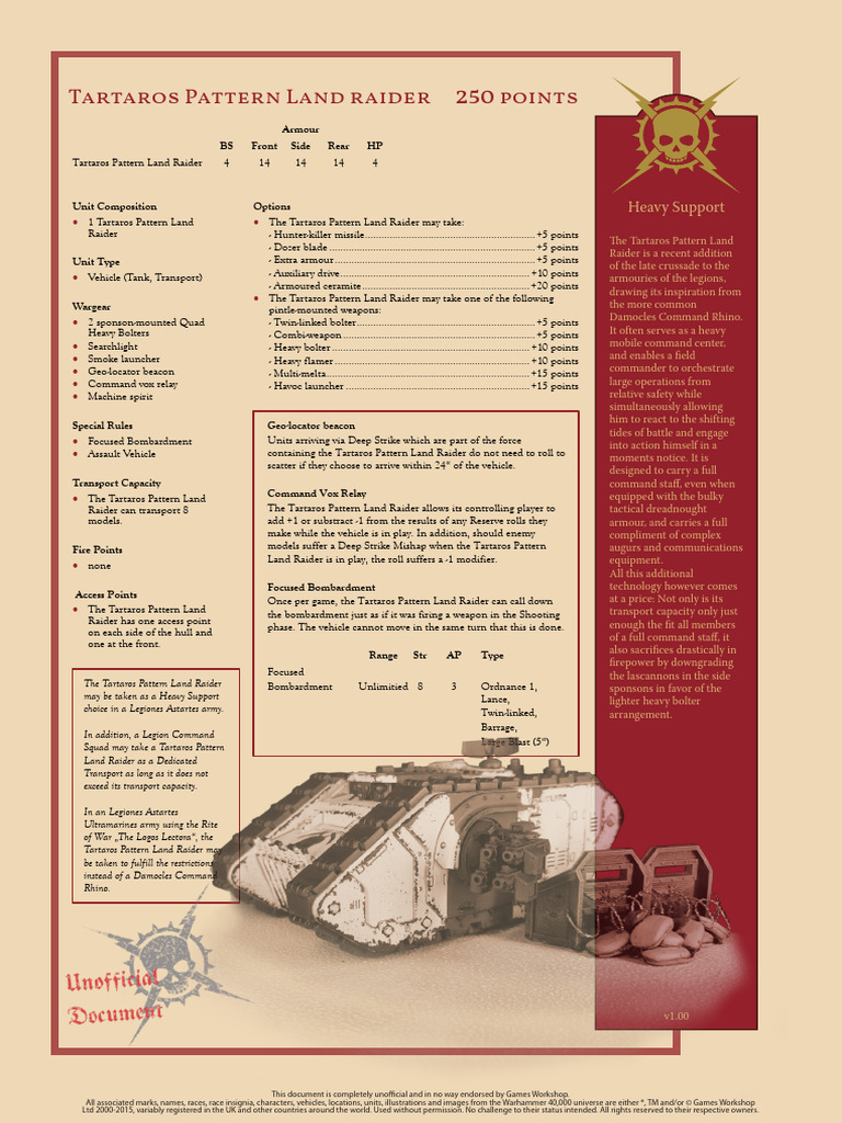 Tartaros Pattern Land Raider CR | PDF