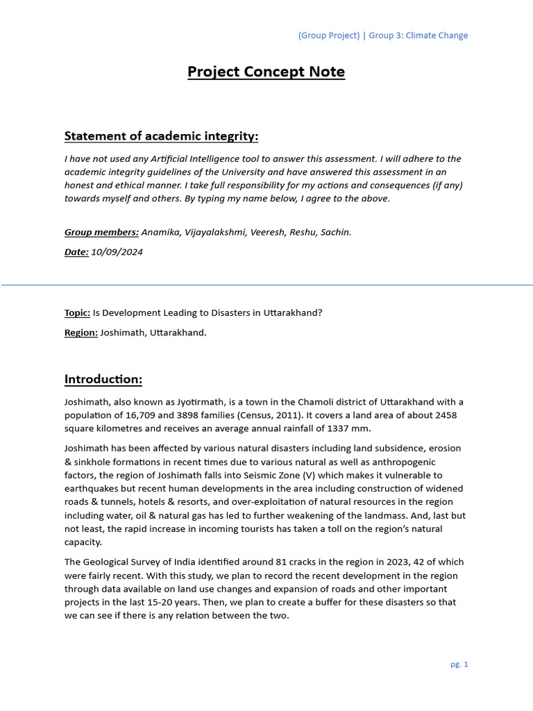 Project Concept Note - Group - 3 | PDF