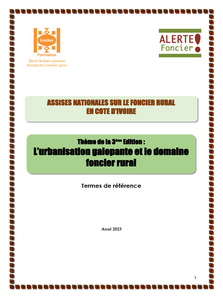TDR Assises Urbanisation Et Domaine Rural VF | PDF