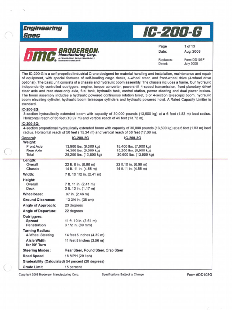 Broderson-IC-200-G Specs | PDF
