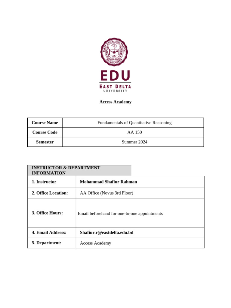 AA 150.2 Course Outline (Summer 2024) | PDF