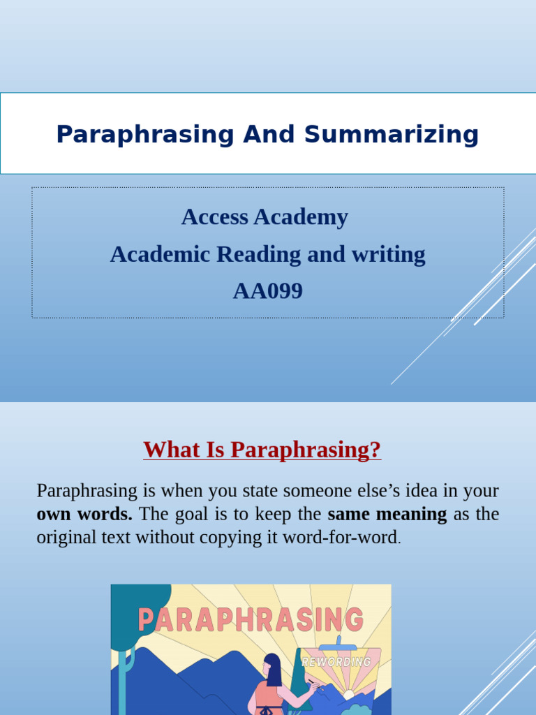 Lec-13 Paraphrasing and Summarizing | PDF