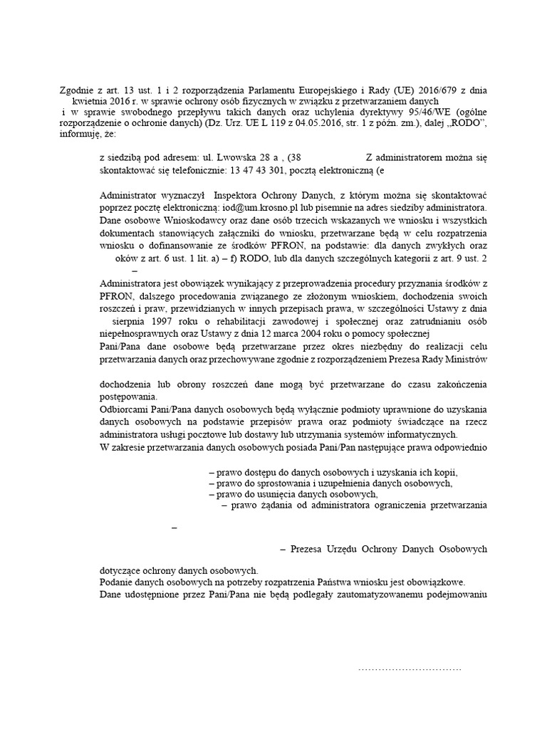 Klauzula Informacyjna RODO | PDF