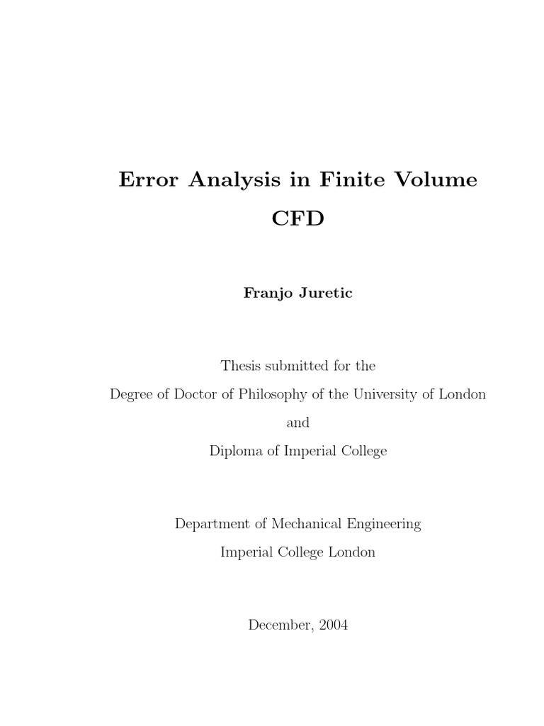 Phd Error Analysis In Finite Volume Pdf