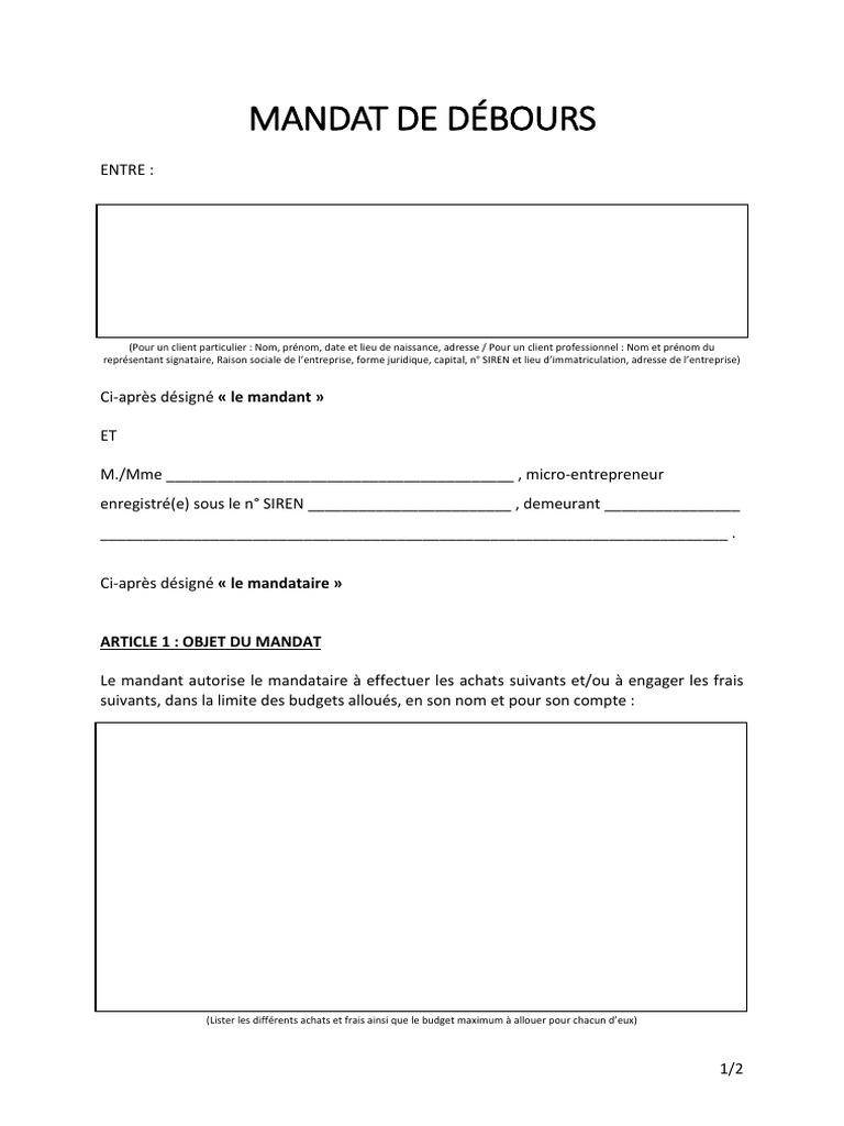 Modèle de Mandat de Débours | PDF