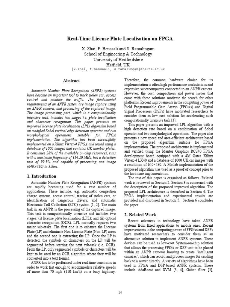 Real-Time License Plate Localisation On FPGA | PDF