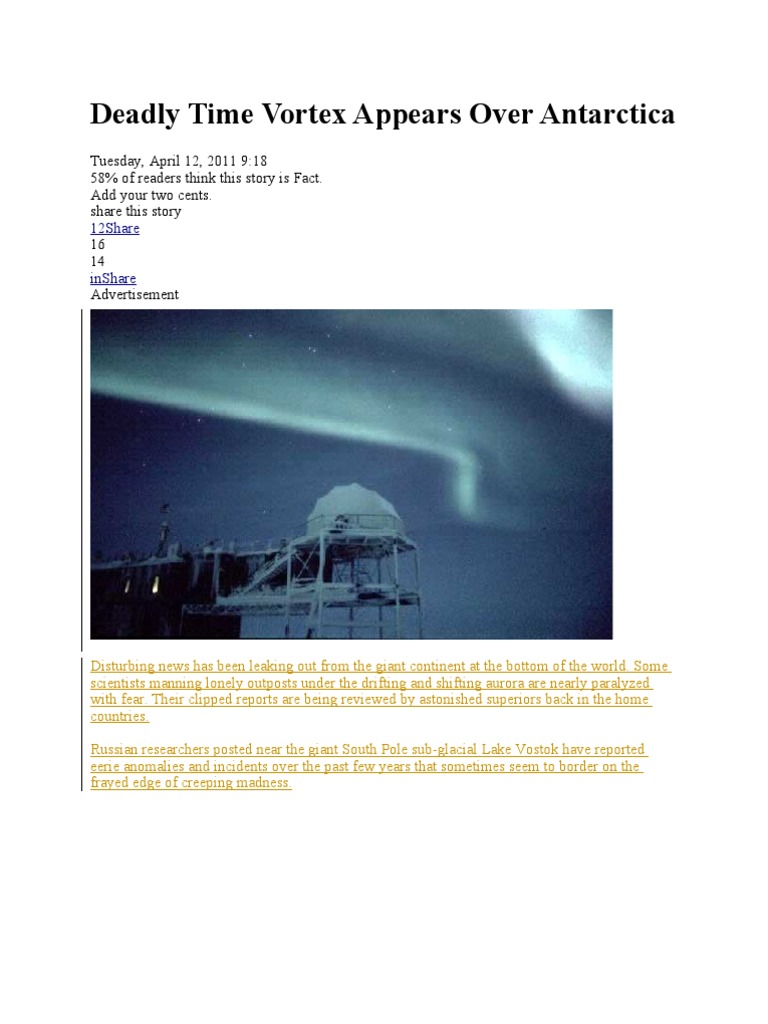 Deadly Time Vortex Appears Over Antarctic A | PDF | Antarctica | Revelation