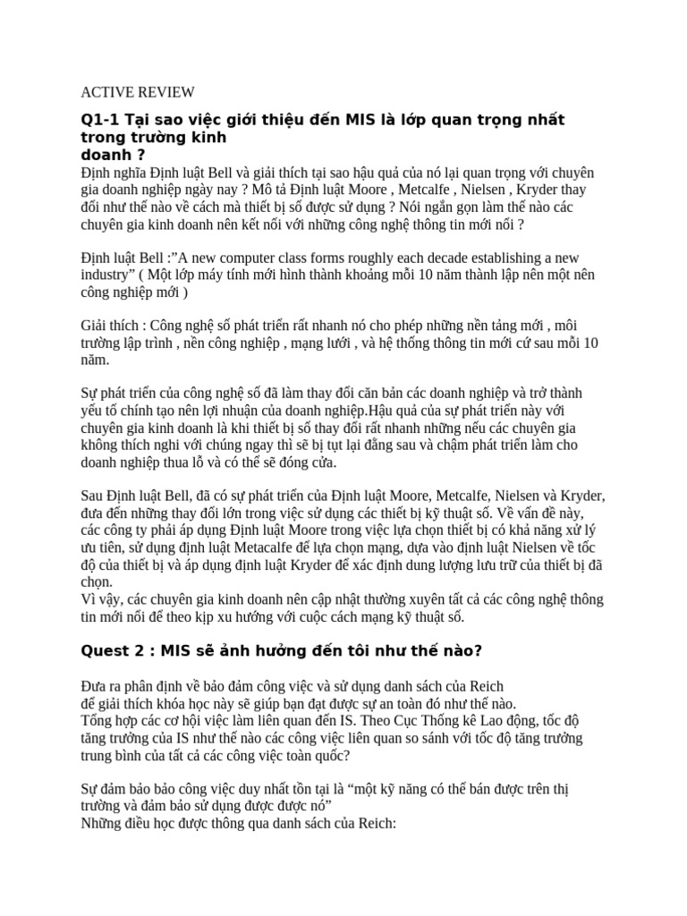 ACTIVE REVIEW Câu 1-2 | PDF