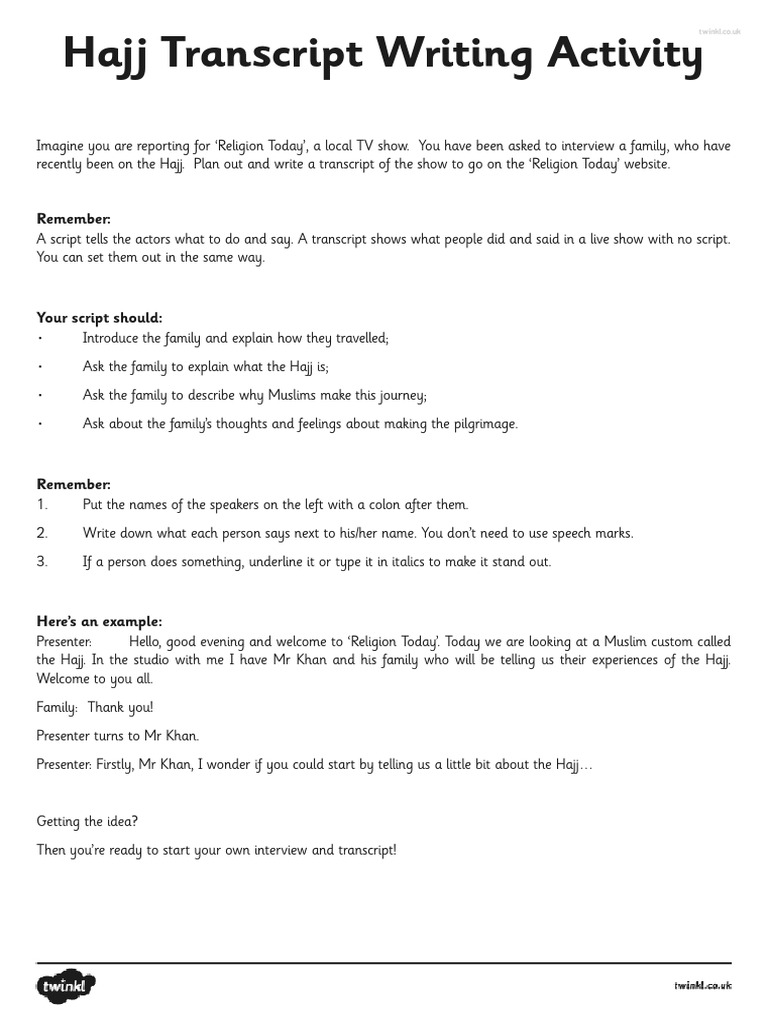 T2 RE 185 Hajj Writing Activity | PDF | Foreign Language Studies