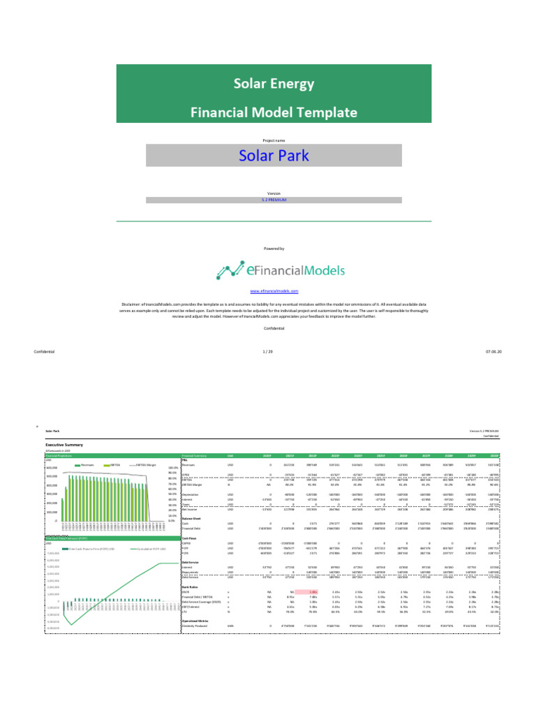 Solar - Park Financial Model Template - 5 2 - PREMIUM | PDF