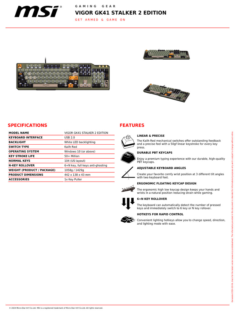 Vigor GK41 Stalker 2 Edition | PDF