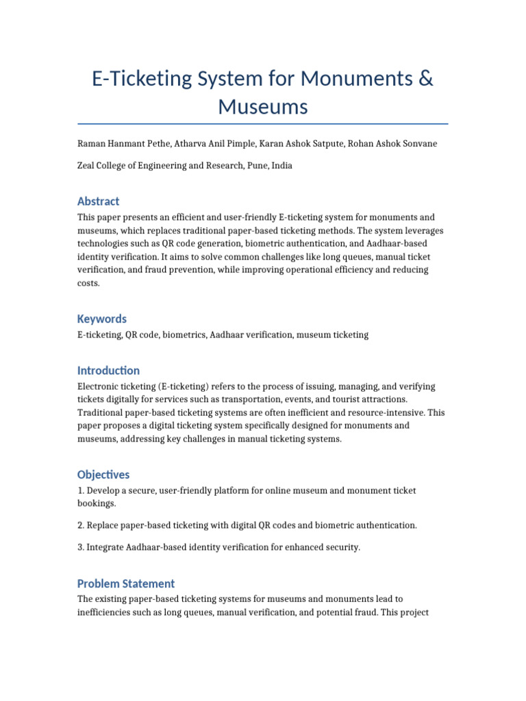 E-Ticketing System Paper | PDF