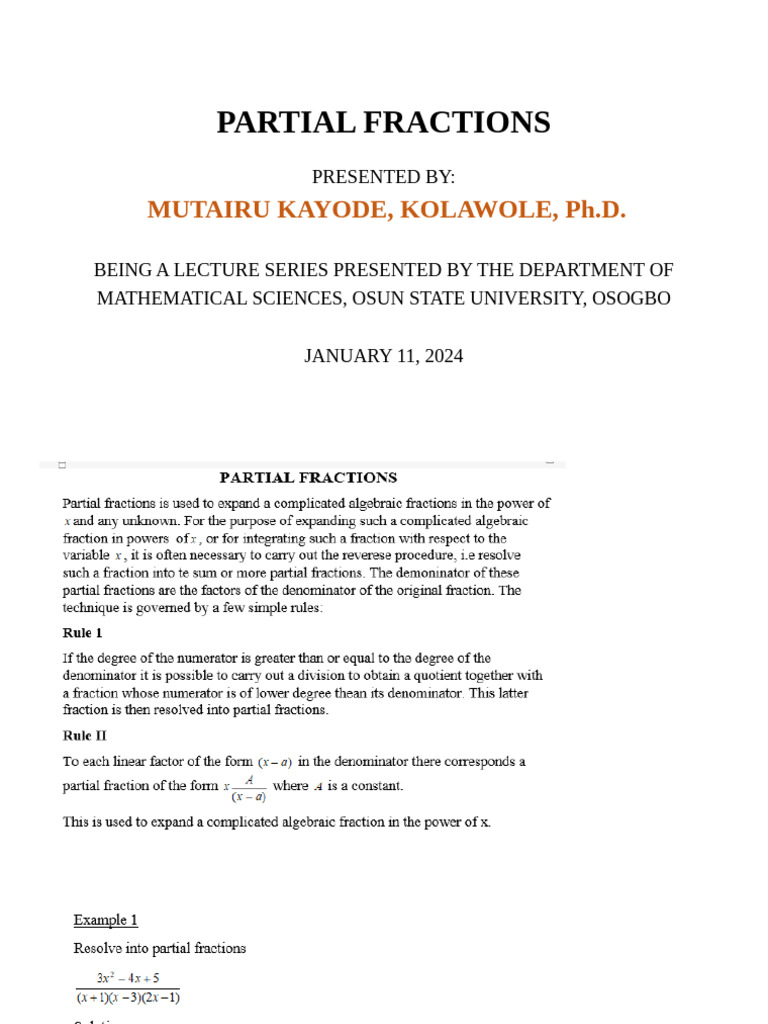 Partial Fractions | PDF