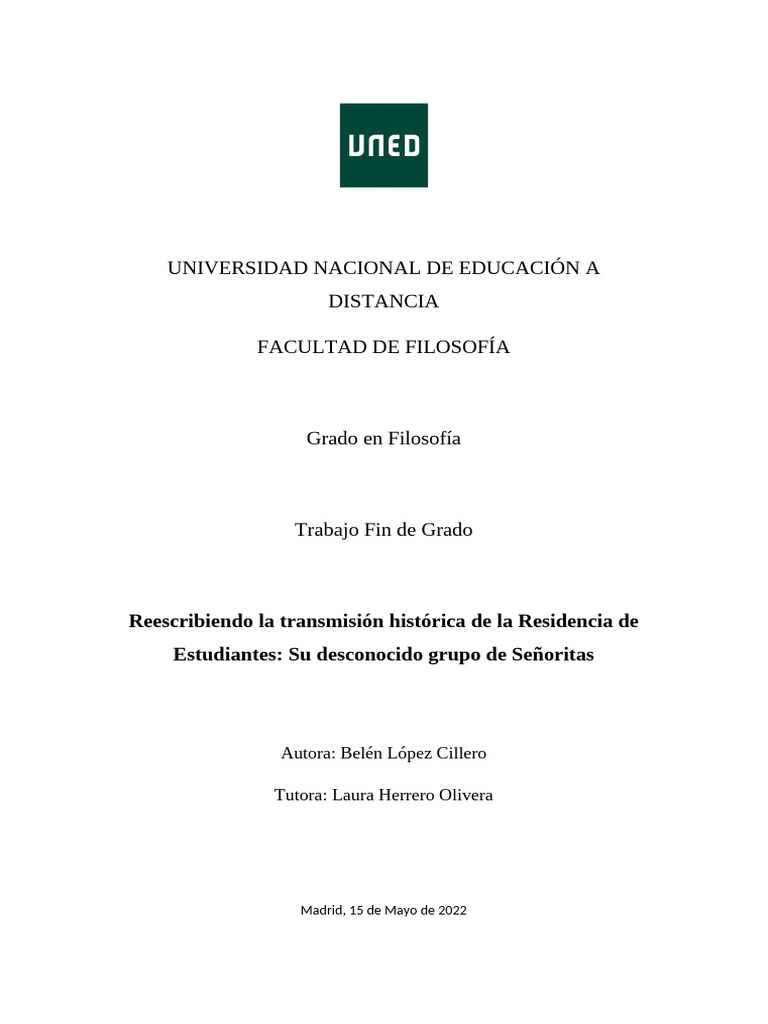 TFG BLLC La Residencia de Señoritas. | PDF