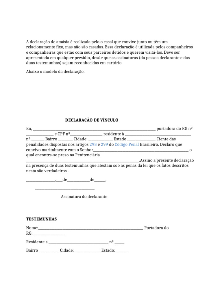 Modelo Declaracao de Amasia | PDF