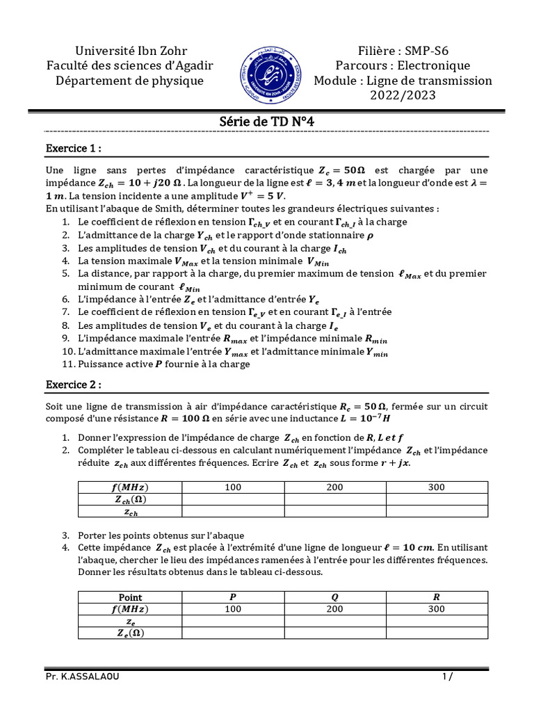 Série de TD N°4 | PDF