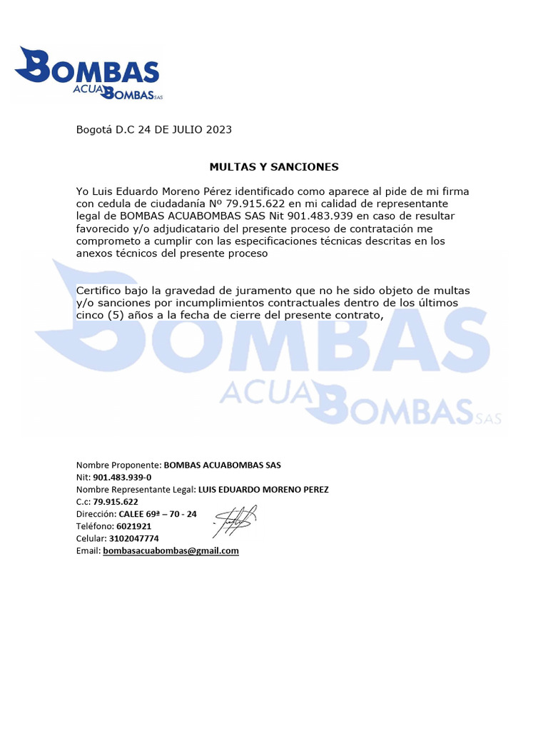 Certificado Multas y Sanciones | PDF