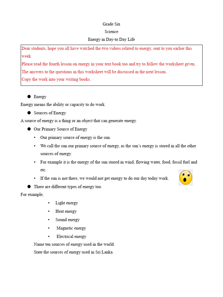 Grade 6 Science 02 Energy Part 1 | PDF | Energy Development | Fuels