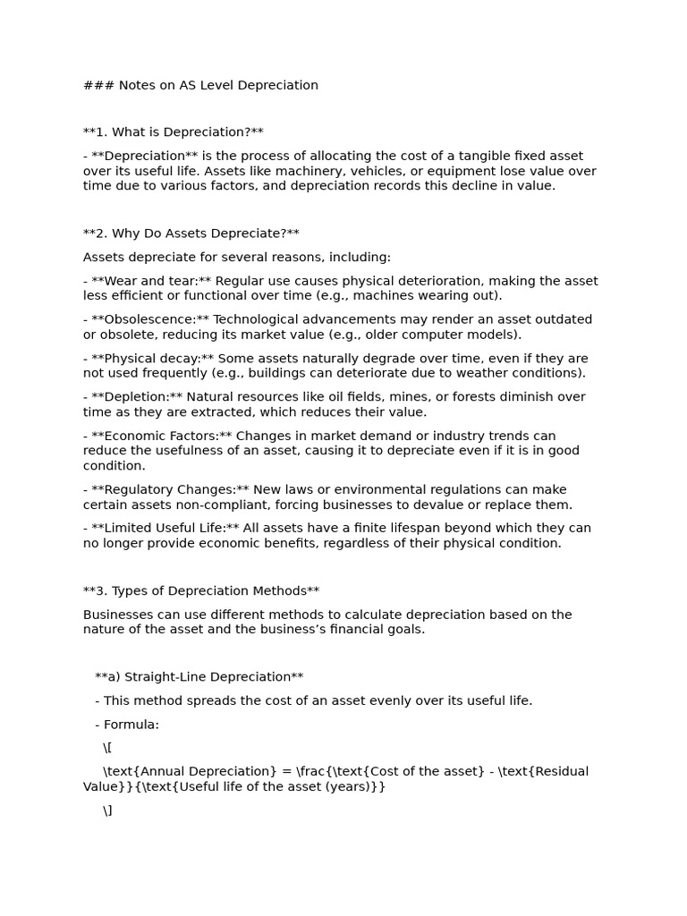 Accoutning Notes For Depreciation | PDF